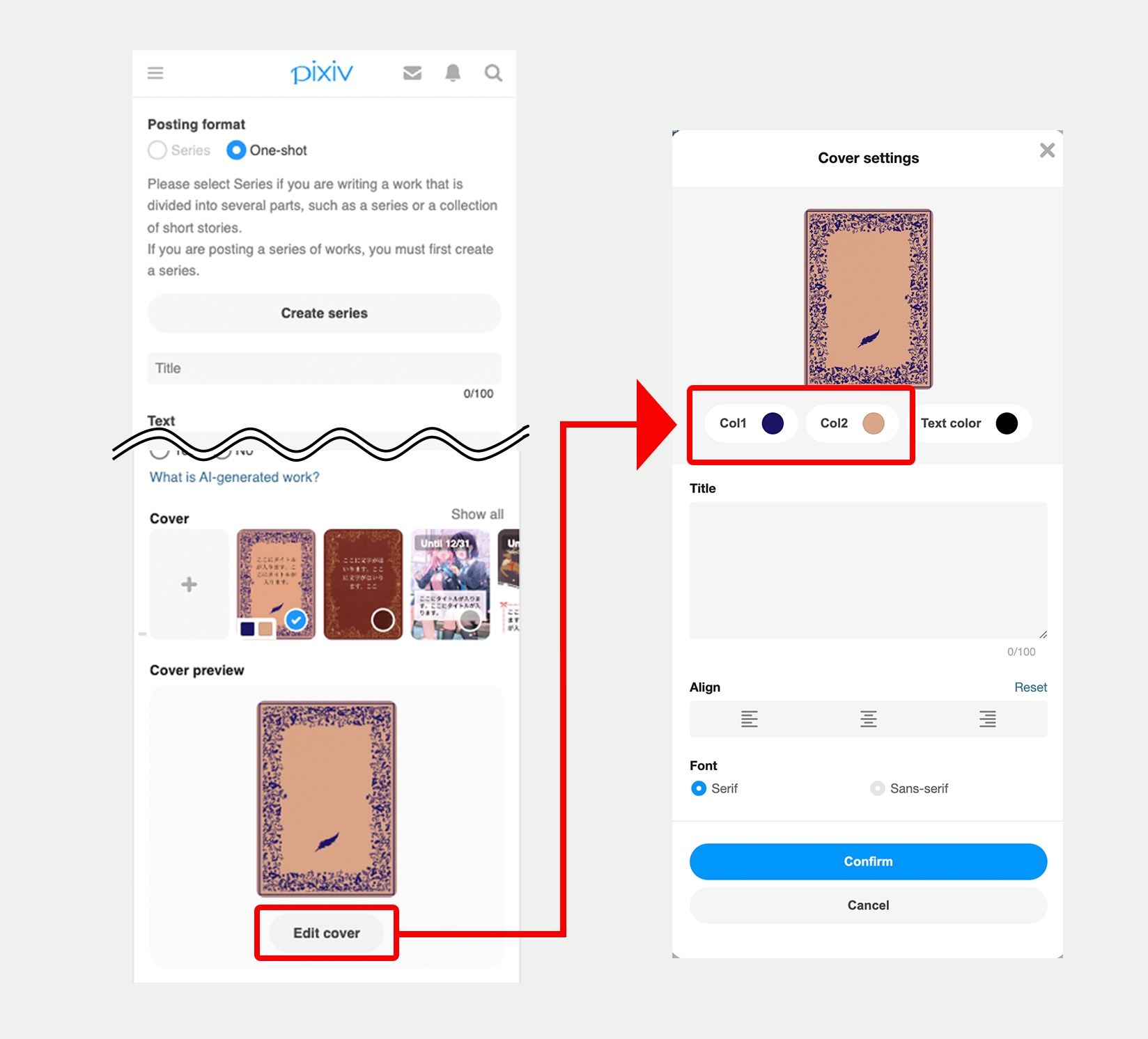 What is the Custom Colors cover setting on the novel posting page ...
