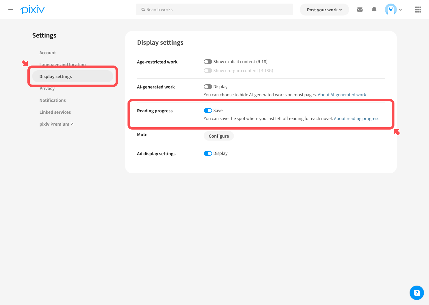 Can I change my reading progress settings? – pixiv Help Center